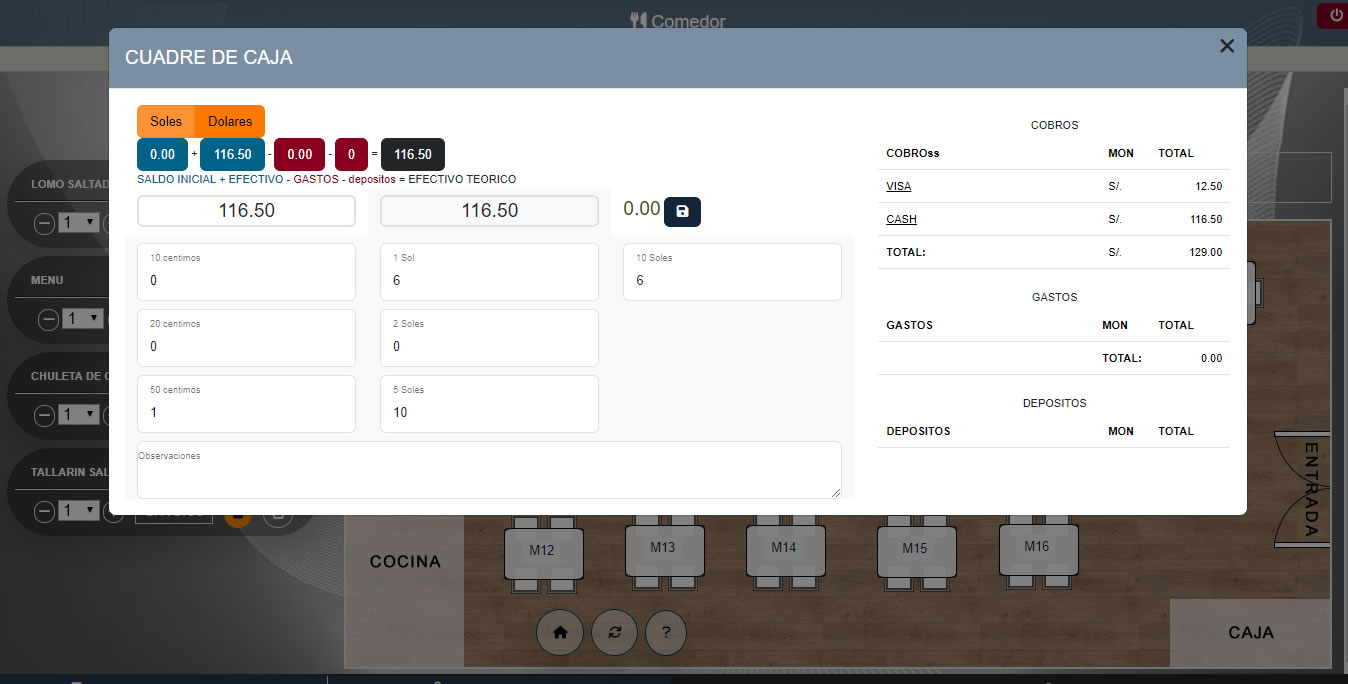 Sistema para restaurantes – Caja – JM Estudio